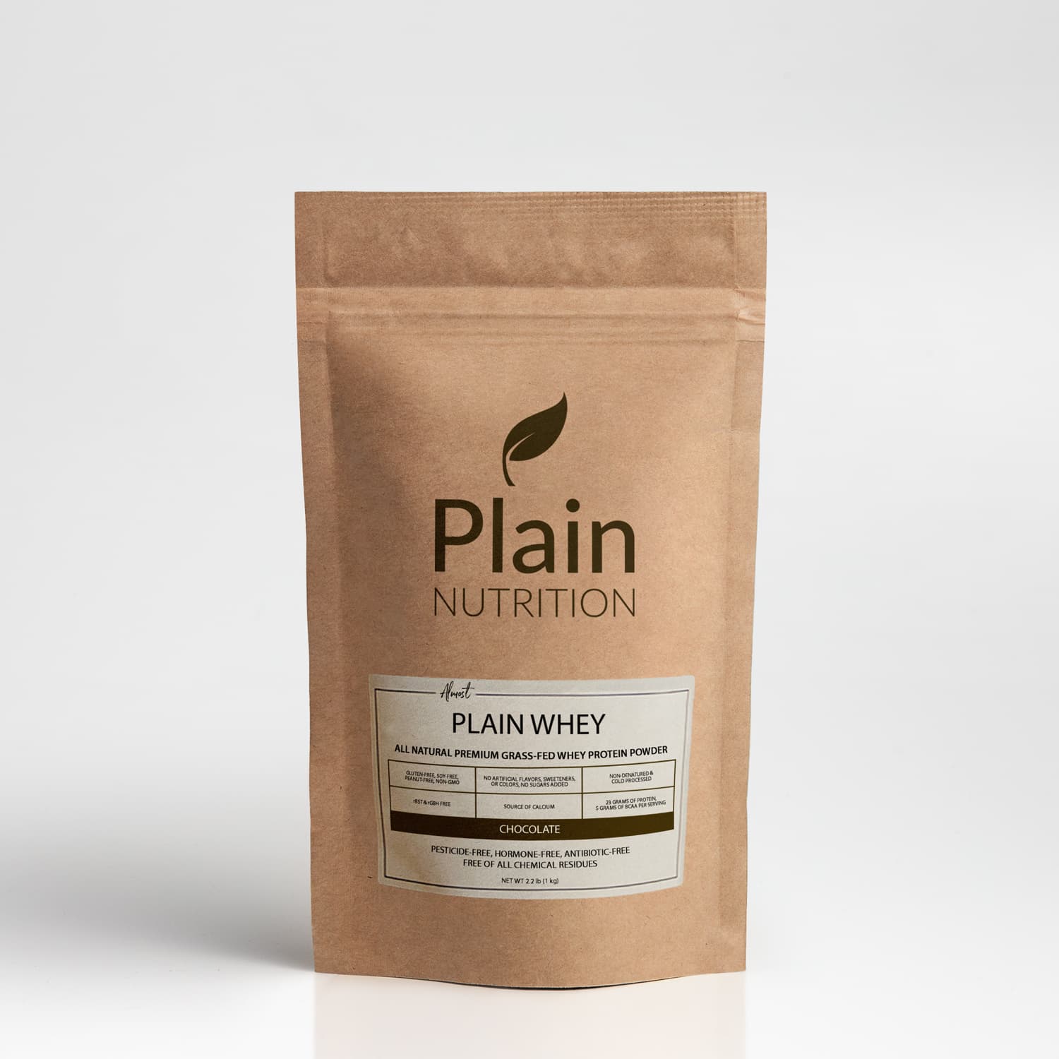 Almost Plain Whey - Chocolate Grass-Fed Whey Protein Powder - Plain ...